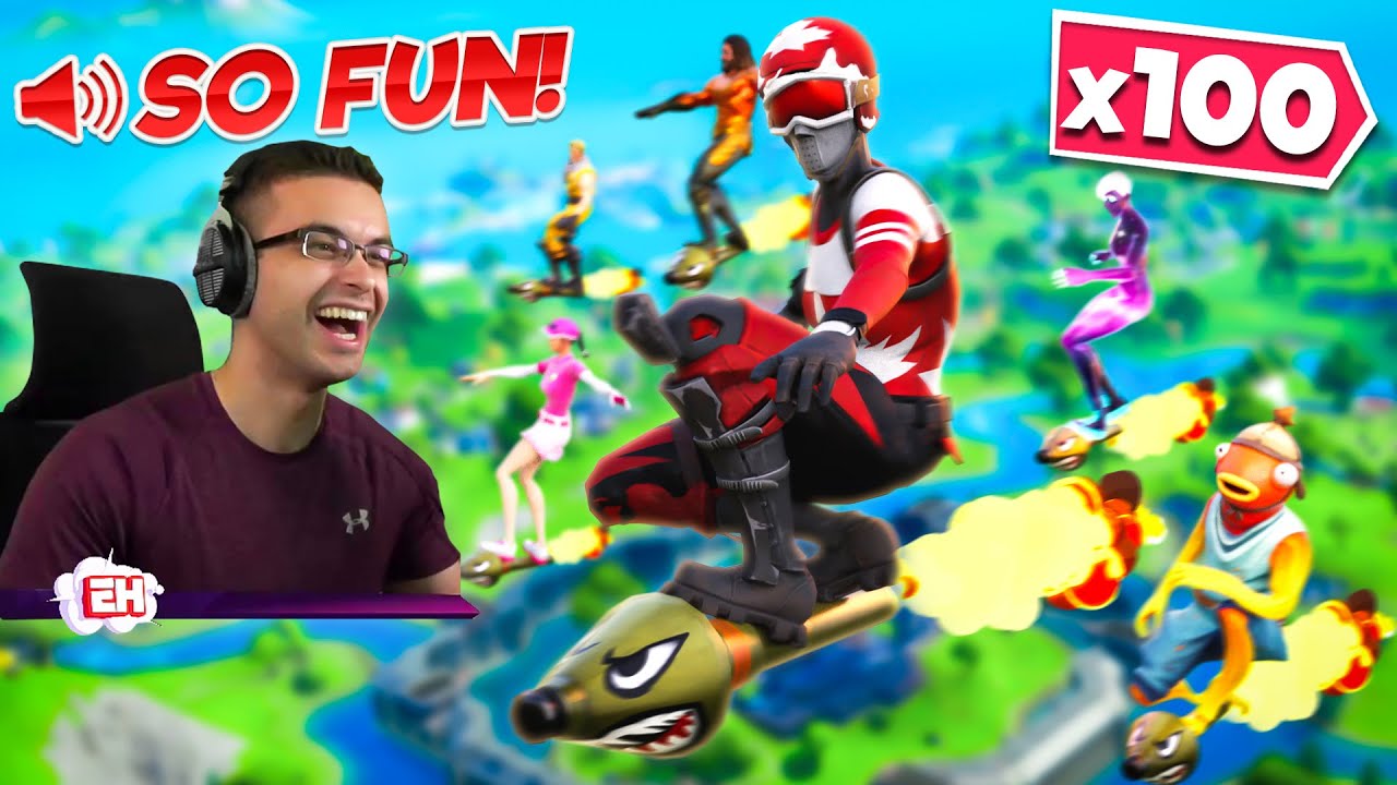 100 players rocket riding...at the SAME TIME! - YouTube