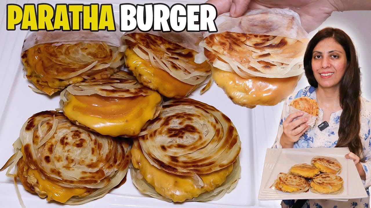 Dubai Viral Paratha Smash Burger Recipe l Cheesy Chicken Patty Paratha ...
