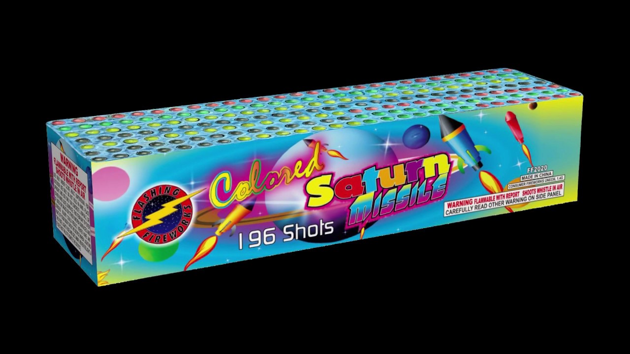 196 Shot Colored Saturn Missile - Flashing Fireworks - YouTube