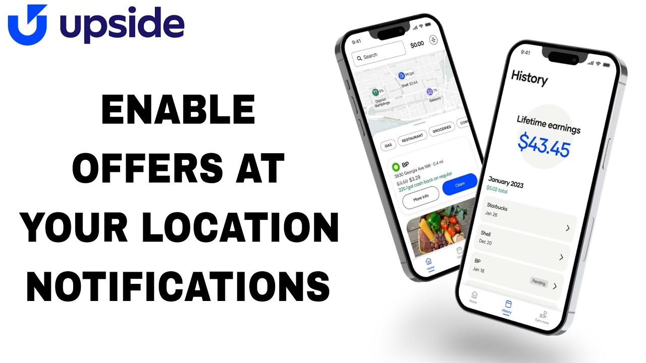 How To Enable Offers At Your Location Notifications On Upside App - YouTube