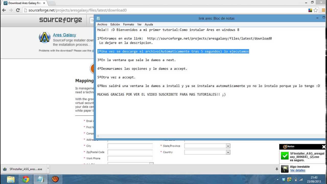 Como instalar Ares en windows 8 - YouTube