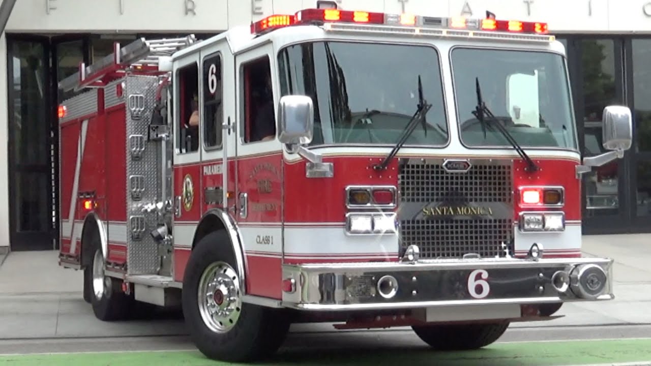 Santa Monica Fire Department Engine 6 responding - YouTube