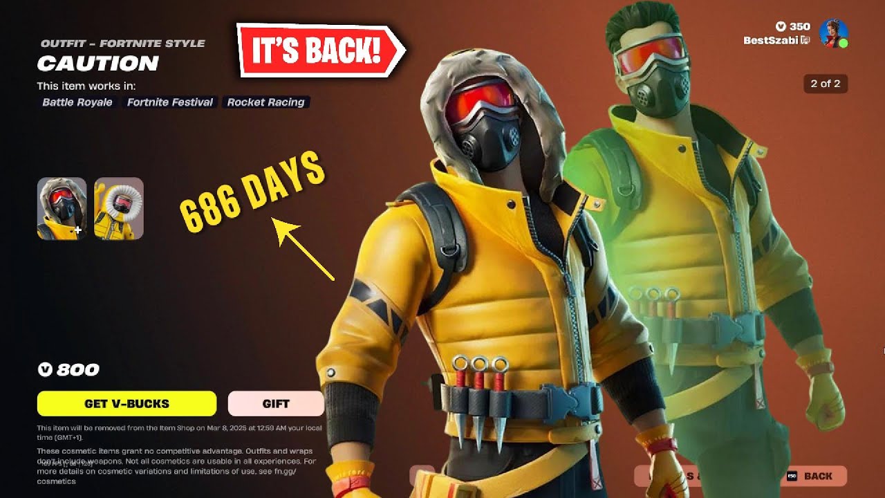 CAUTION SKIN IS BACK AFTER 686 DAYS!! Fortnite Daily Item Shop (March 7 ...