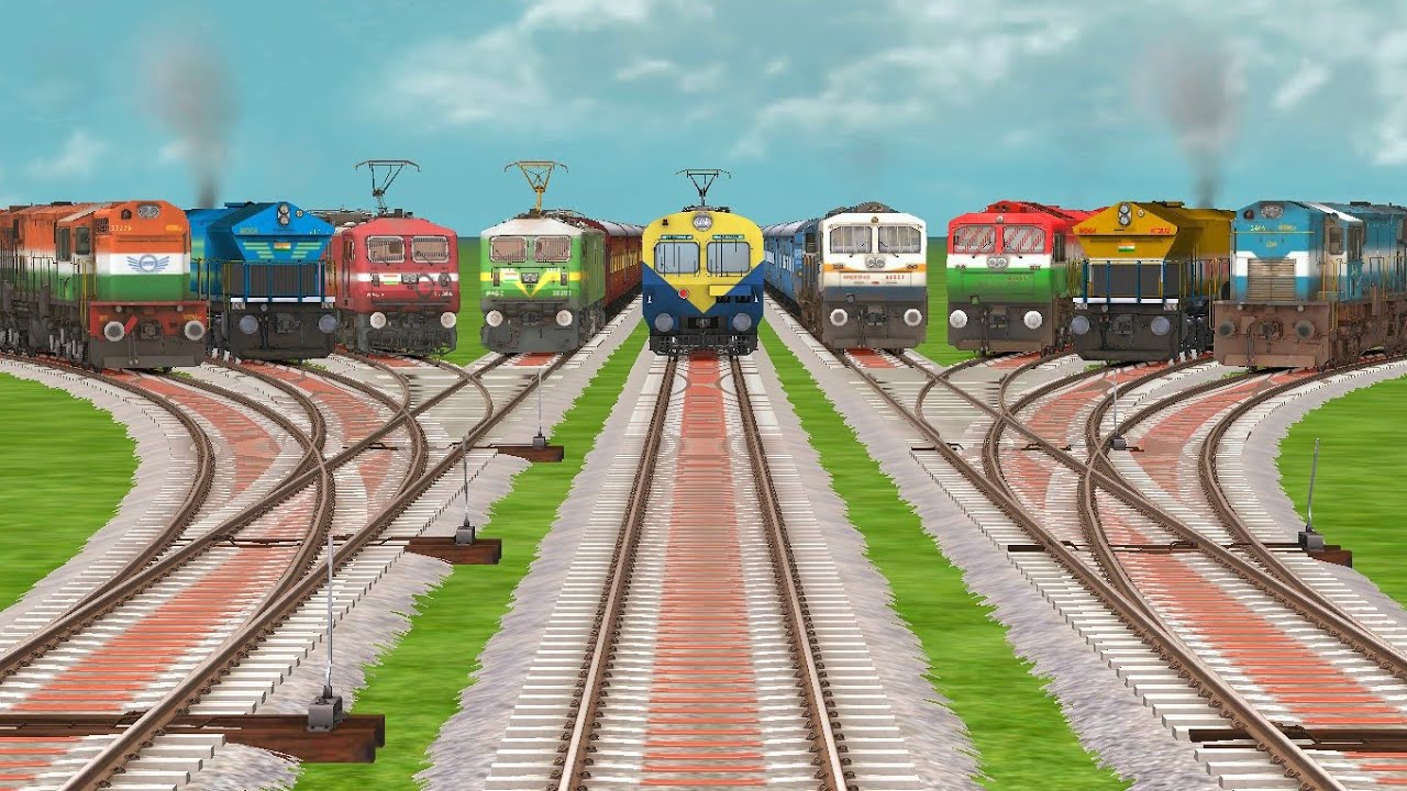 All INDIAN TRAINS GOING FORM CURVED BRANCHED RAILROAD TRACKS|Indian ...