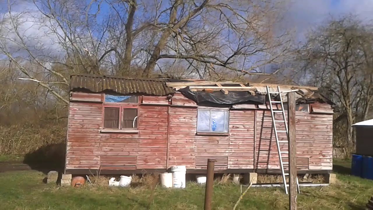 Allotment - Wind blows shed! - YouTube