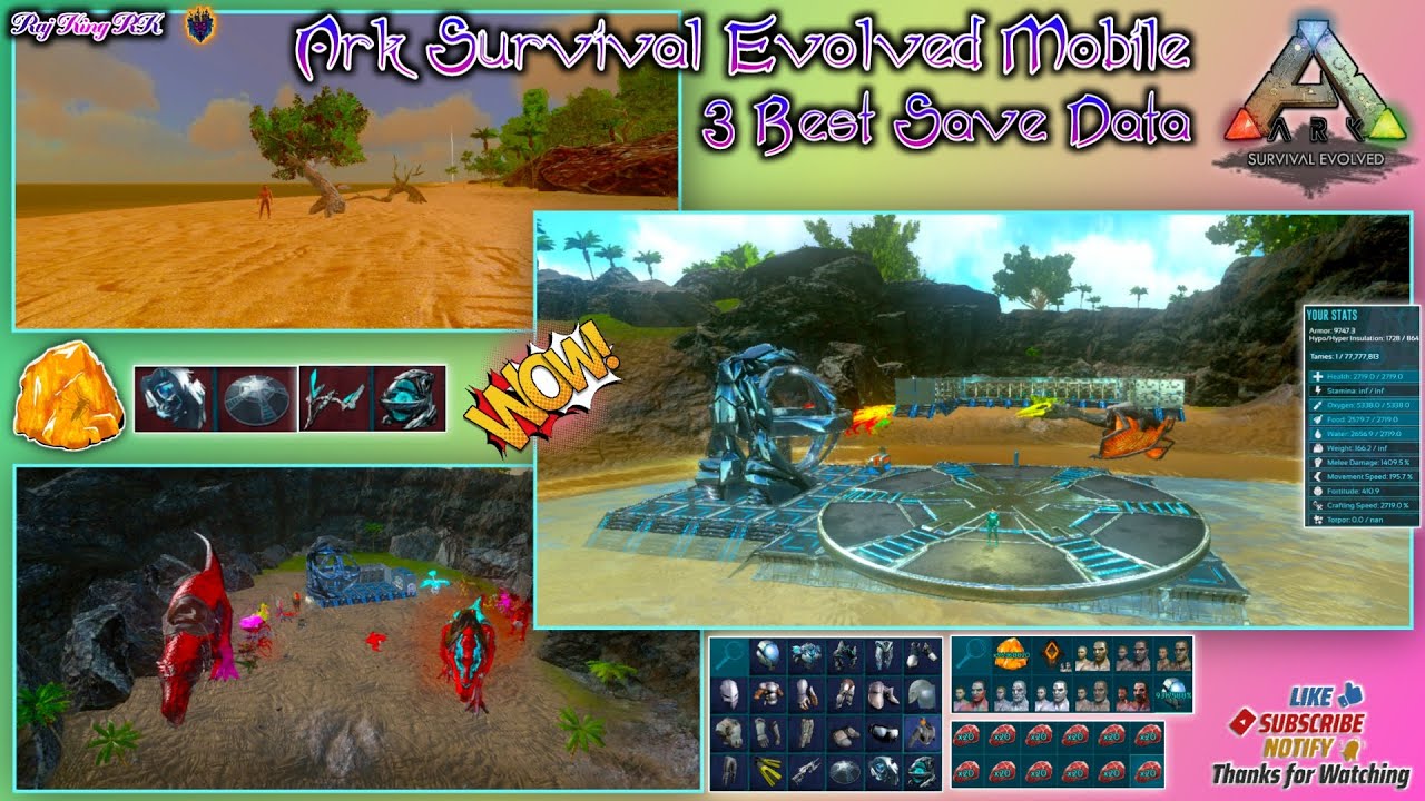 ARK: Mobile 3 Best Save Data File 📂 Primal Pass🔥Super Test Meat🥩 All BP ...
