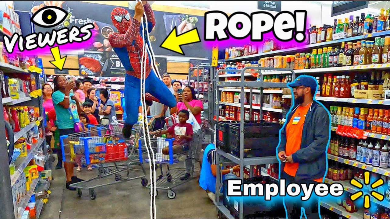 Spider-Man SWINGS Off Walmart’s Celling! (UNBELIEVABLE) - YouTube