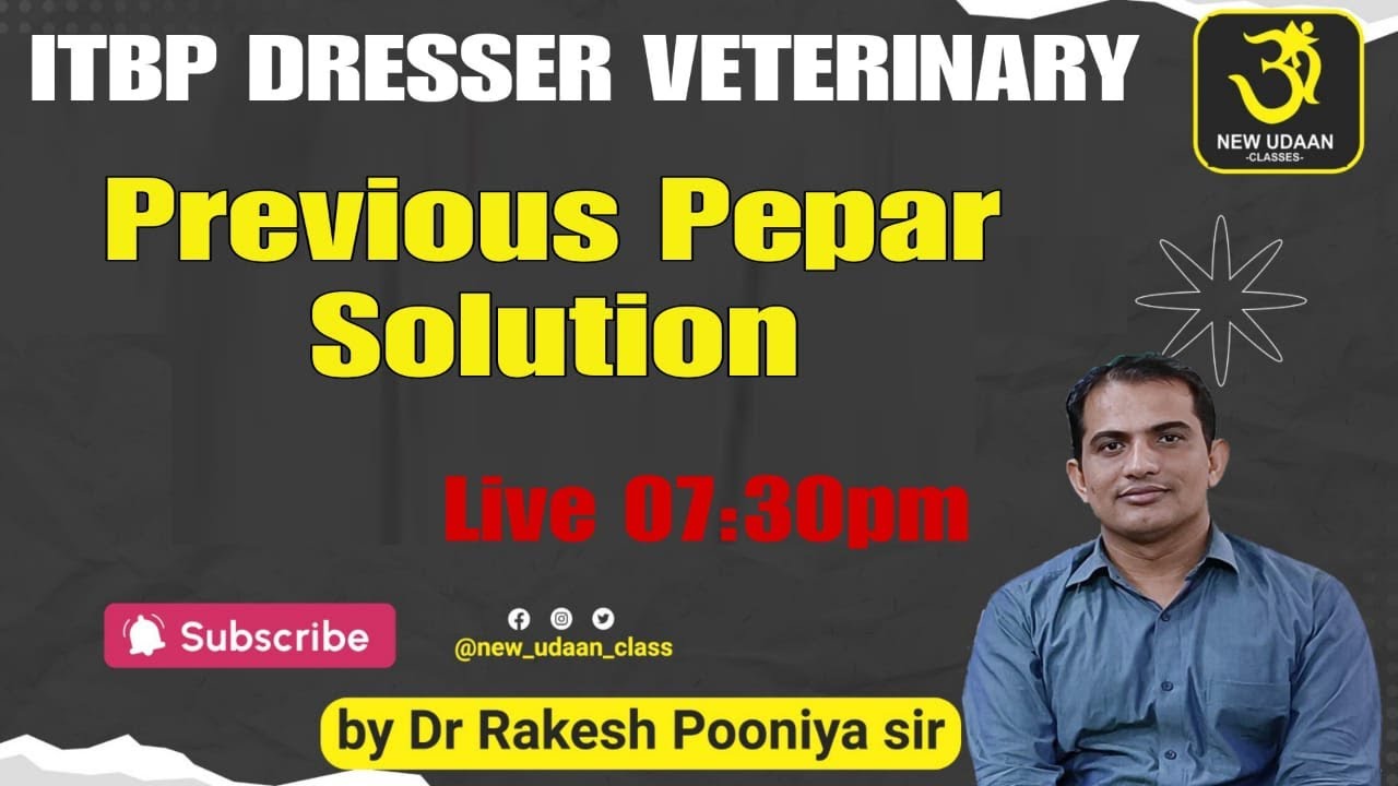 ITBP DRESSER VETERINARY Previous Paper Solution @NEWUDAANCLASSES - YouTube