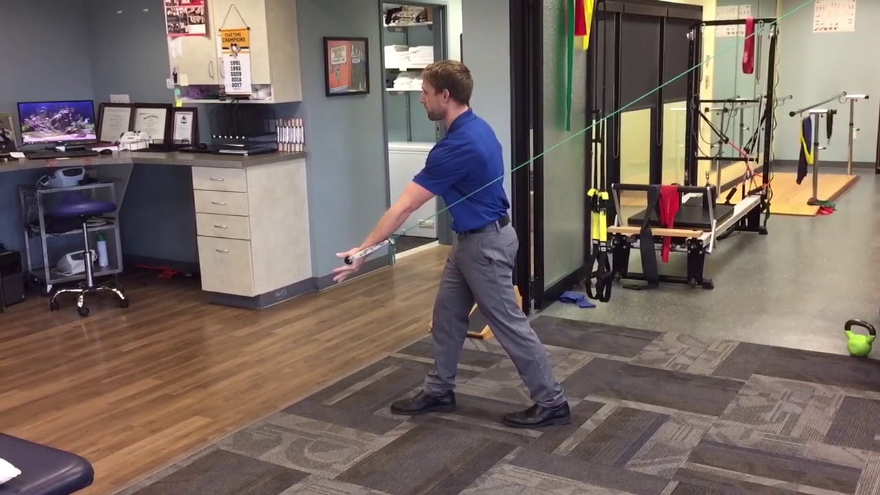 Bicep loading band into shoulder extension - YouTube