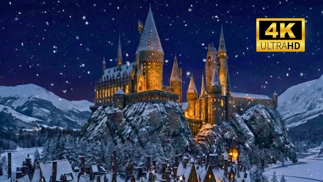 Magical Snowy Hogwarts | Winter Night Ambiance 4K - YouTube