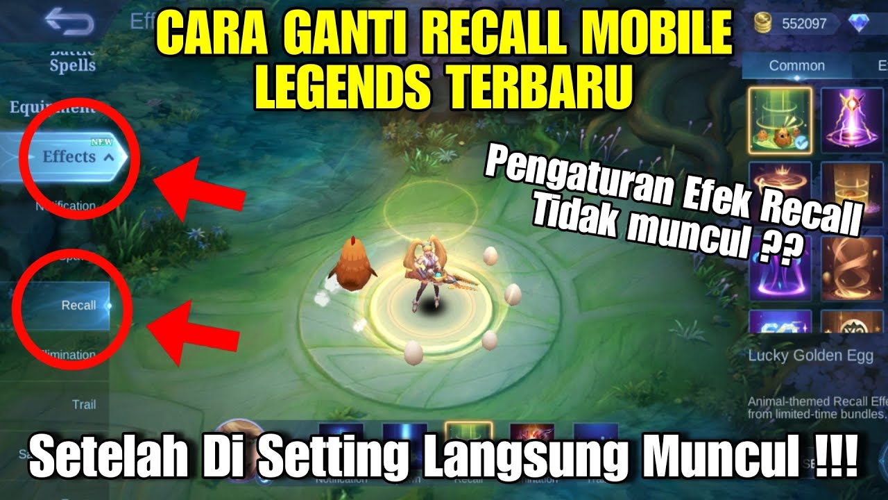 Cara Ganti Recall Mobile Legends 2025 || Pengaturan Efek Recall ML ...