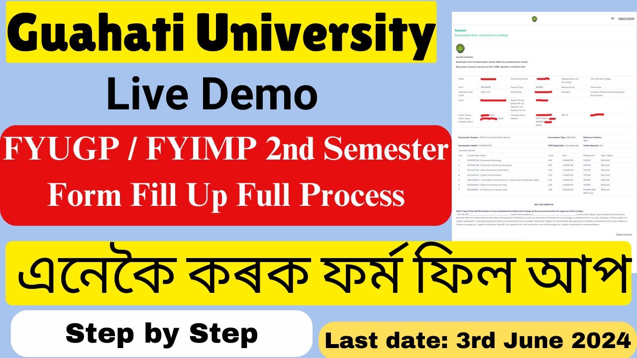 Live Demo | FYUGP 2nd Semester Form fill up Full Process Step by Step ...