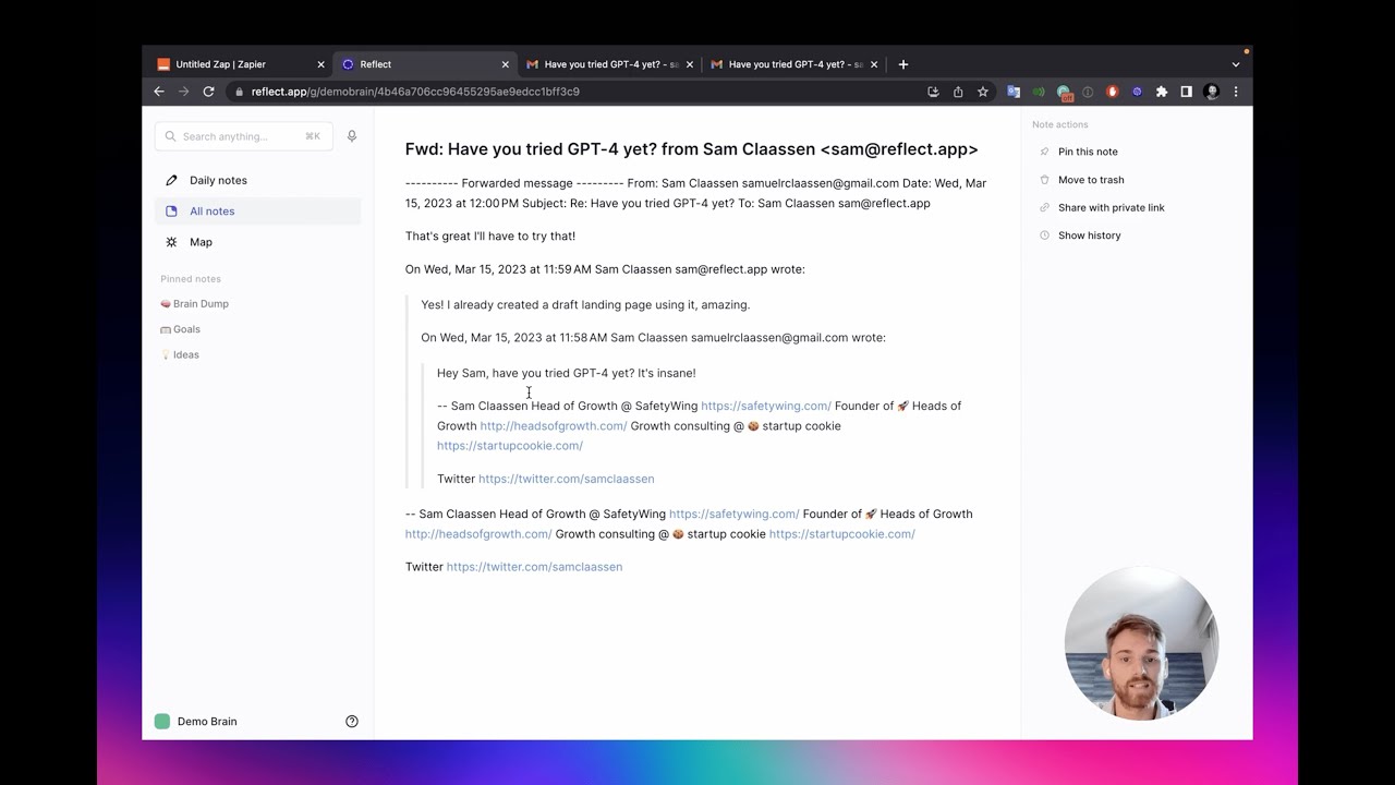 How to forward email threads into your Reflect notes - YouTube