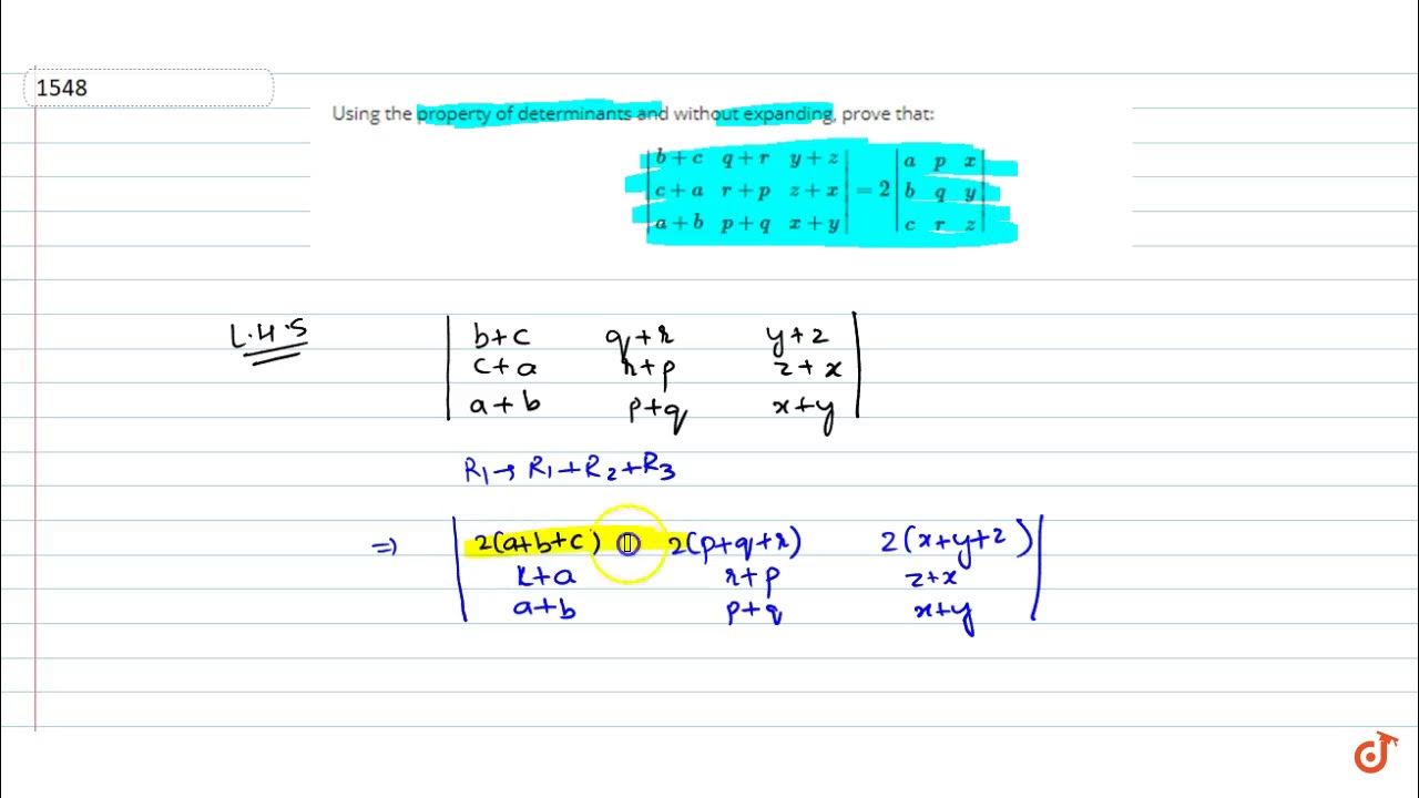 Using the property of determinants and without expanding, prove that: `|b+c q+r y+z c+a r+p z+x ...