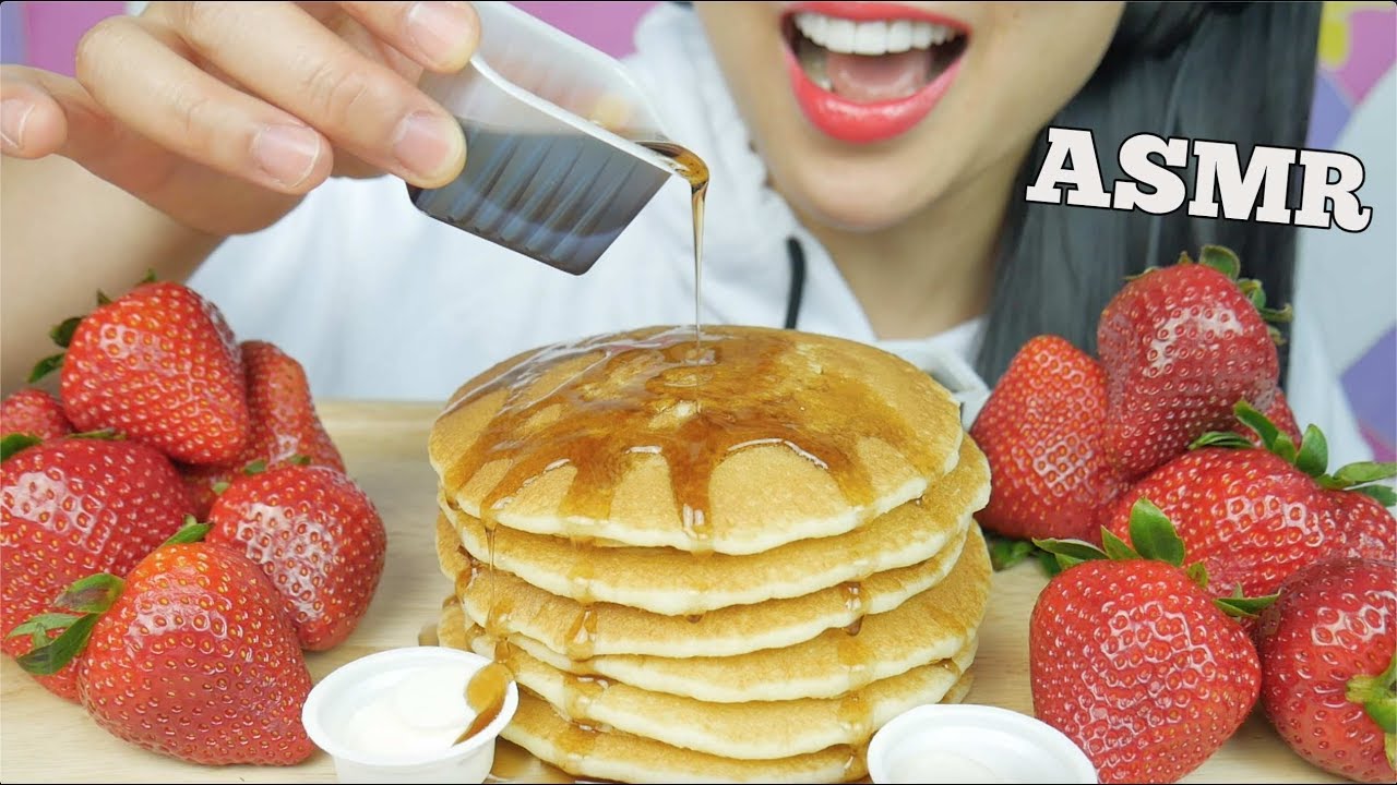 ASMR BREAKFAST PANCAKES + STRAWBERRY (EATING SOUNDS) | SAS-ASMR - YouTube