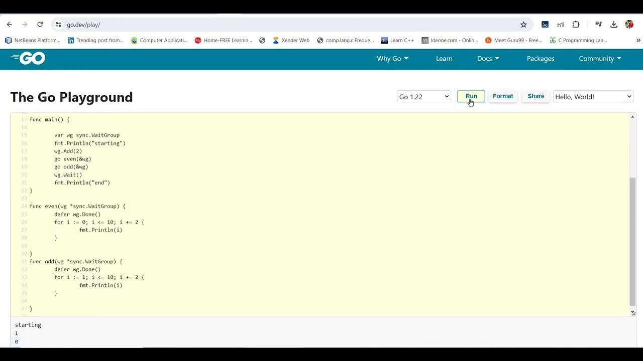 Printing even odd number in sequence using 2 go routine in Golang - YouTube