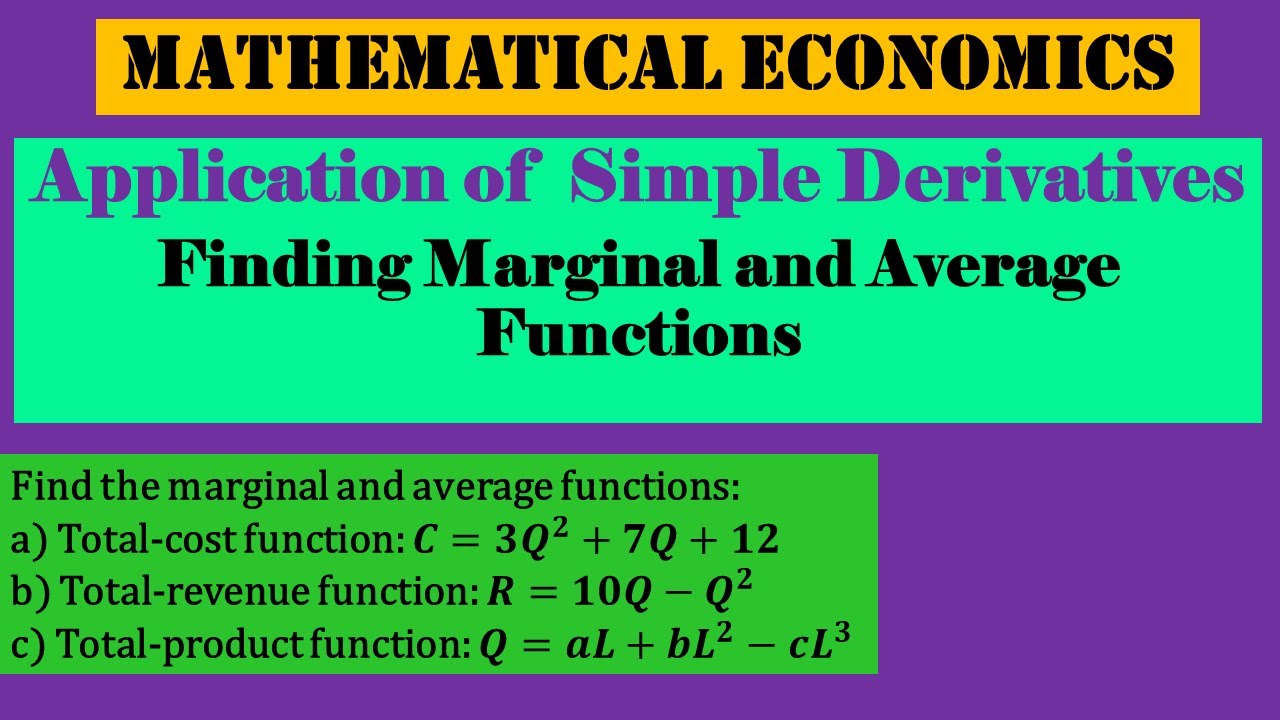 Application of Simple Derivatives | Finding the Marginal and Average ...