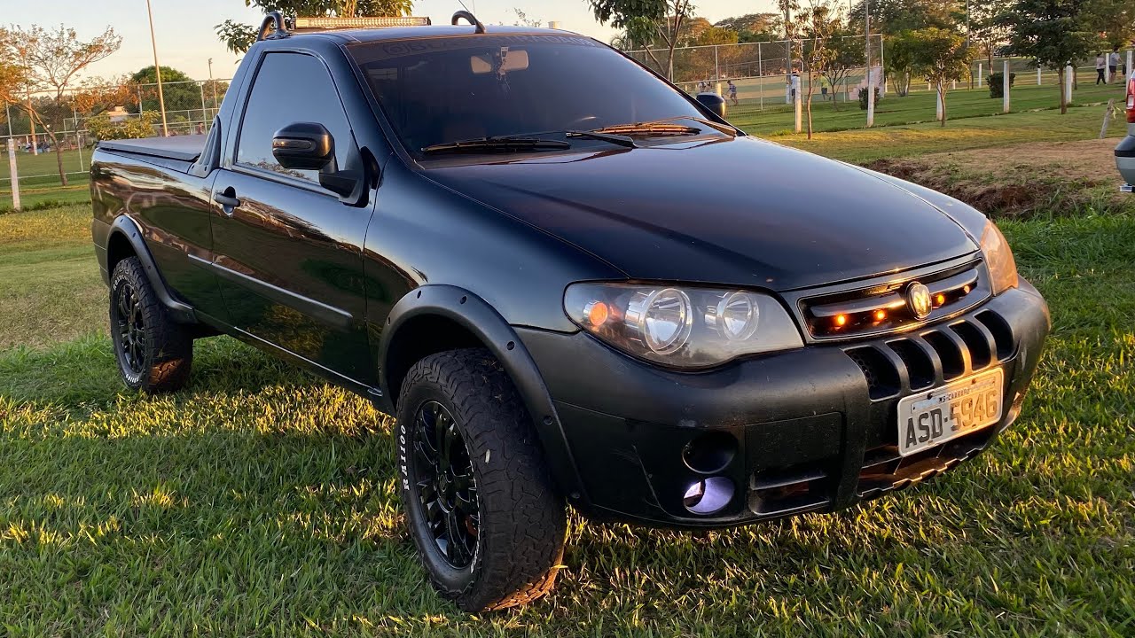 Fiat Strada 2010 com lift suspensão de 5cm - YouTube