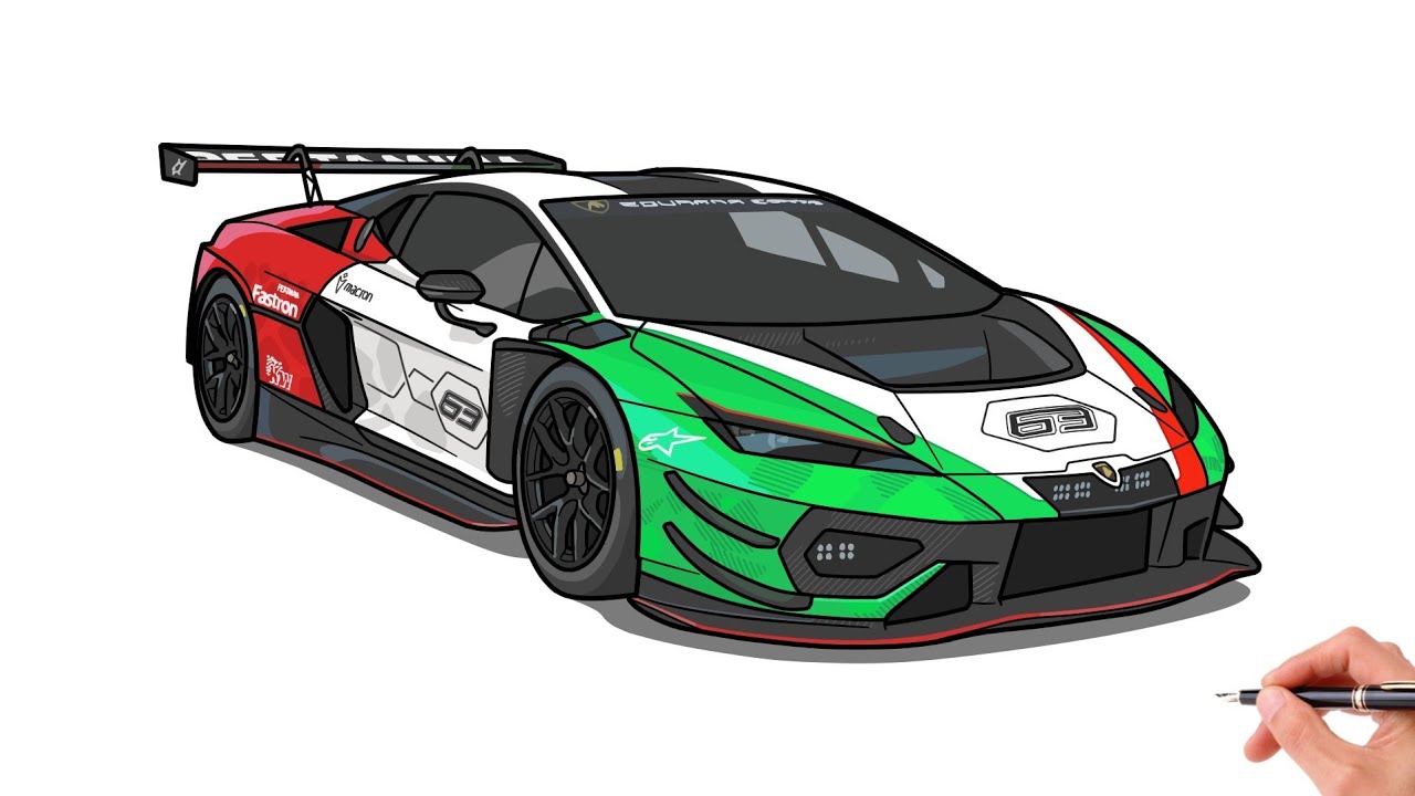 How to draw a LAMBORGHINI TEMERARIO GT3 / drawing lambo 2025 sports car ...