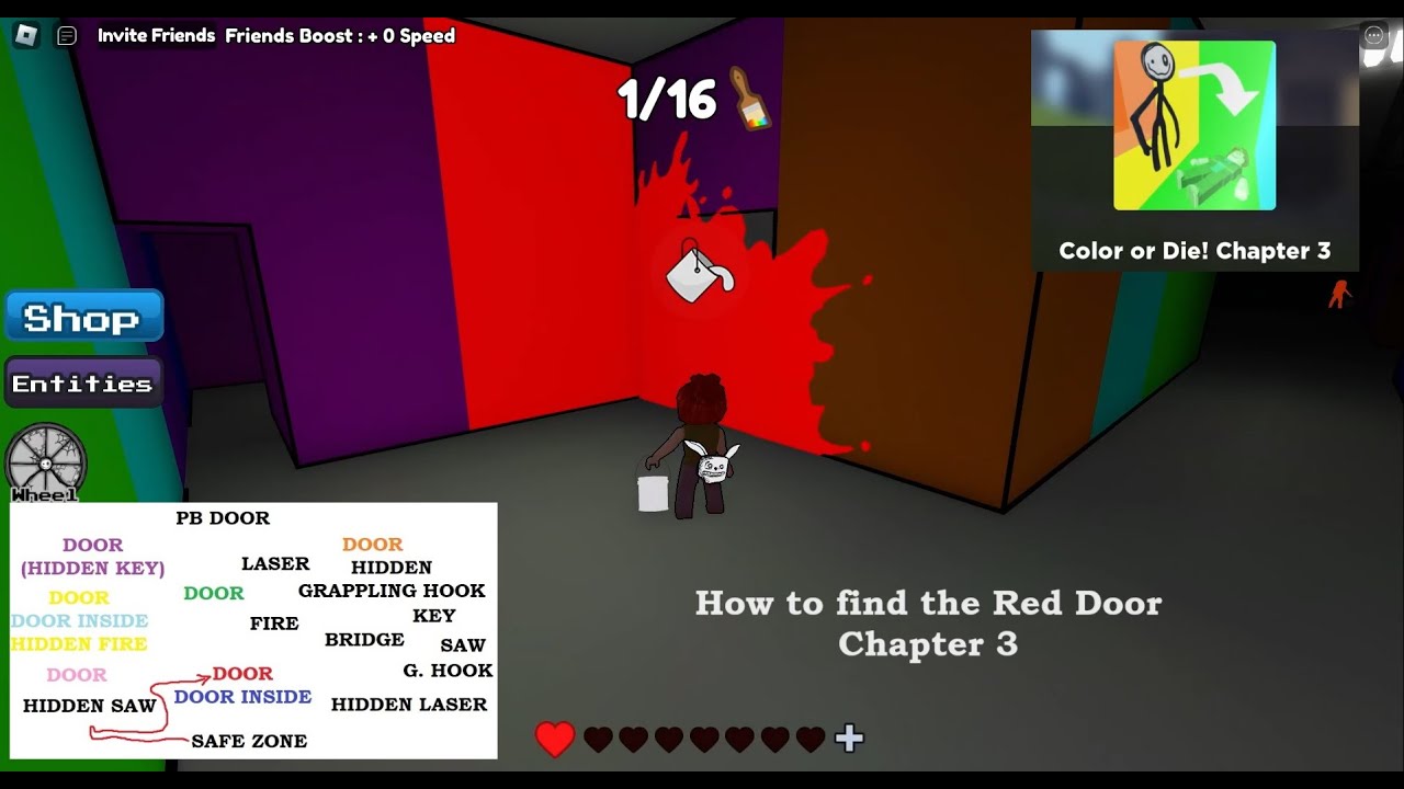 How to find the Red Door in Chapter 3 Color or Die Roblox MAP - YouTube