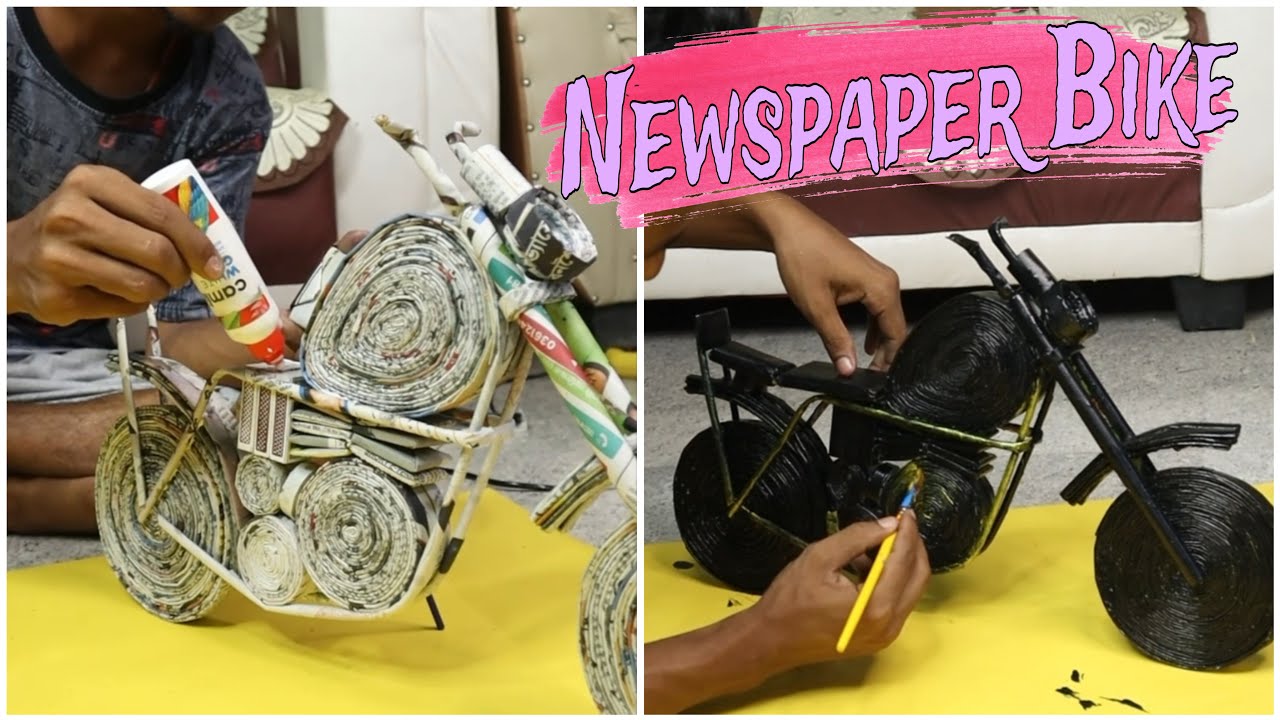Newspaper Bike making idea 💫 Diy bike making from old Papers #diy # ...