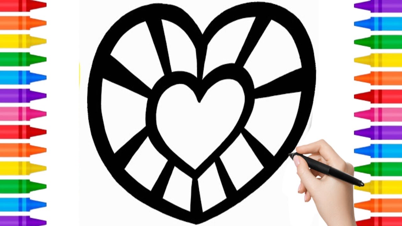 ️ 💜 💛💙 ️Heart Drawing for Kids and Toddlers || Heart drawing, Coloring ...