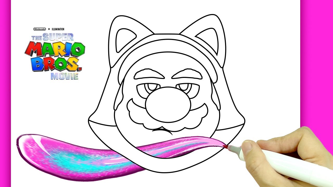 The Super Mario Bros Movie Cat Power Up Bad Mood Face Coloring Pages ...