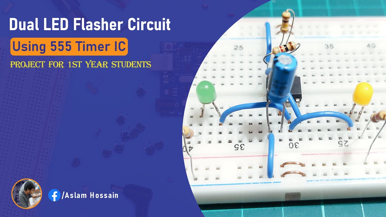 Dual Led Flasher Circuit Using 555 Timer Ic 555 Timer Ic Project