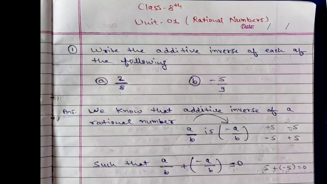 Class 8th Maths - Unit 1 ( Rational Numbers ) - YouTube