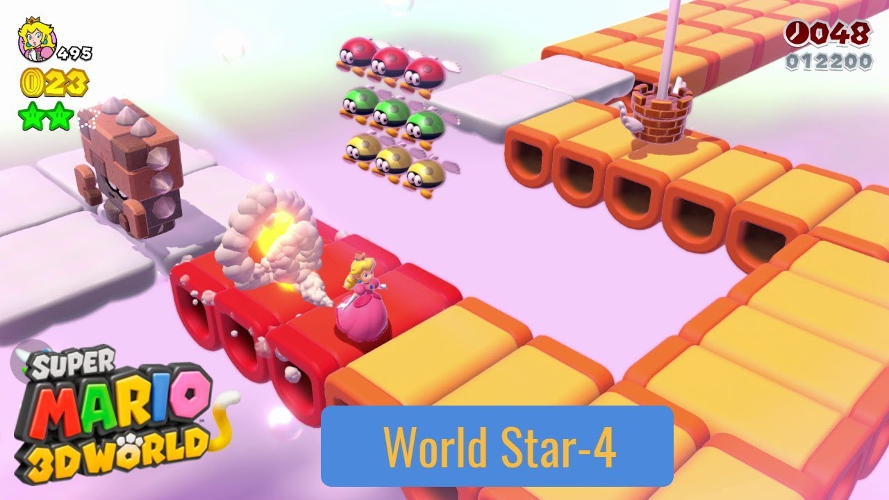 Super Mario 3D World: World Star-4: The Great Pole (Green stars + stamp ...