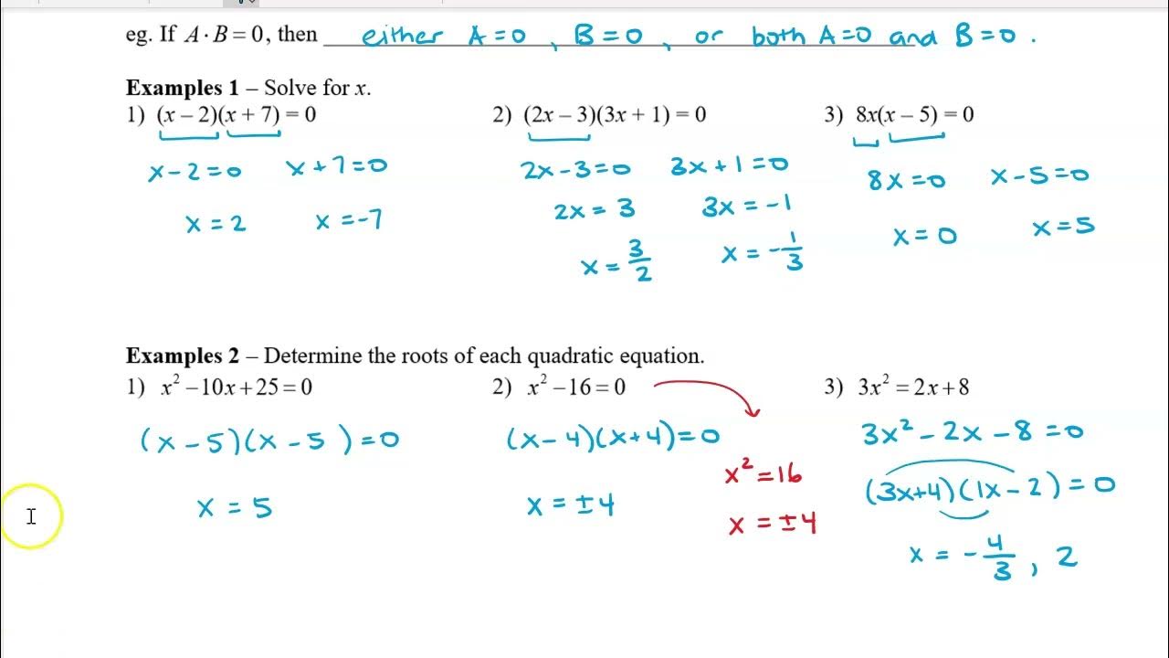 Math 12 Solving Quadratic Equations Review - YouTube