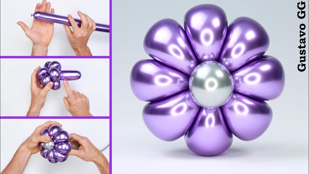 FLOR FACIL 8 PETALOS 🌸 como hacer flores con globos 😍 como hacer una flor con globos ...