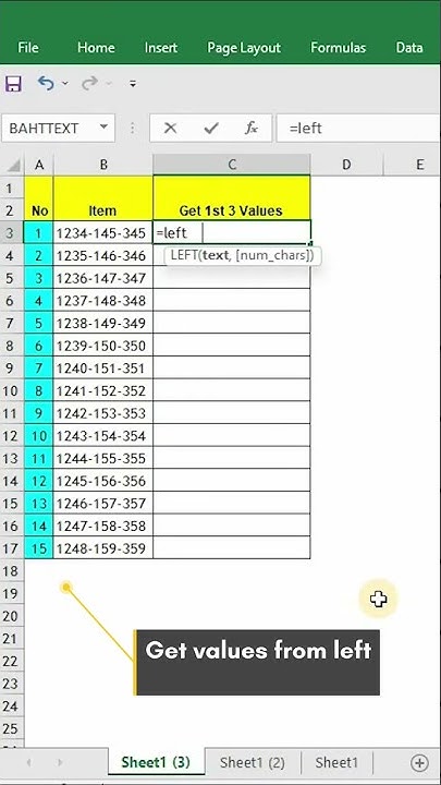 Get values from left in excel#excel - YouTube