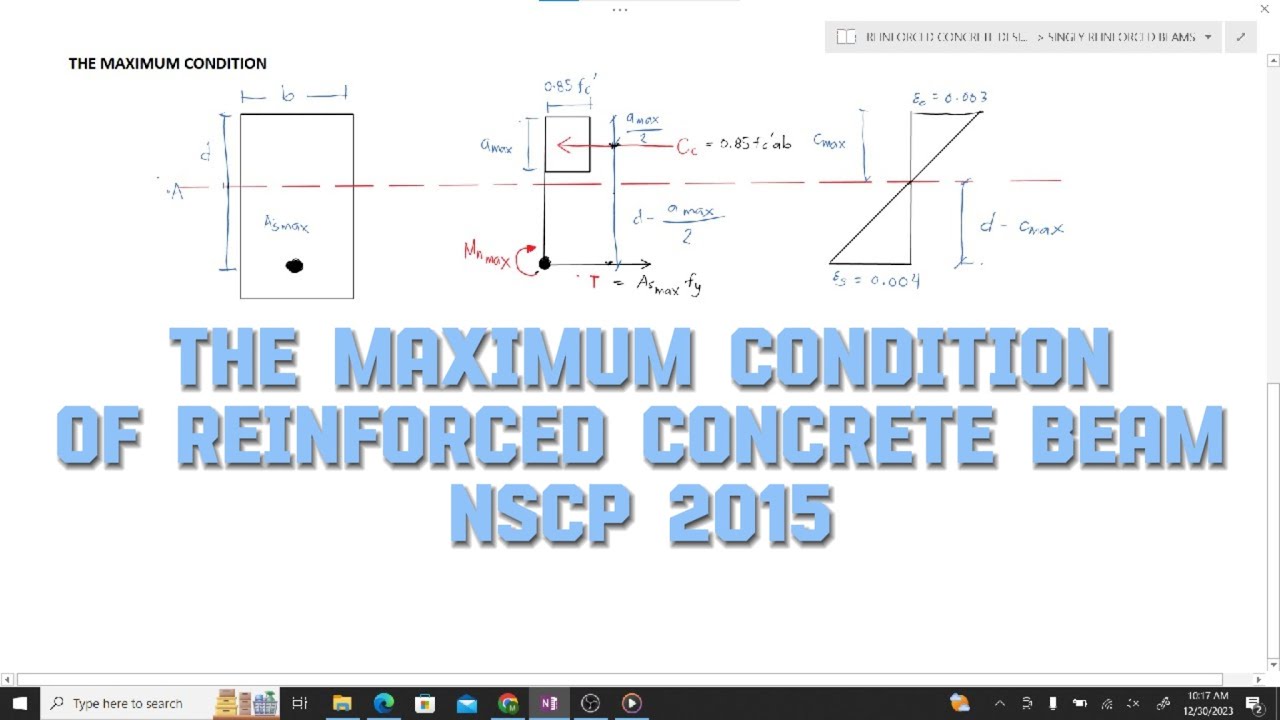 THE MAXIMUM CONDITION OF REINFORCED CONCRETE BEAM - NSCP 2015 - YouTube