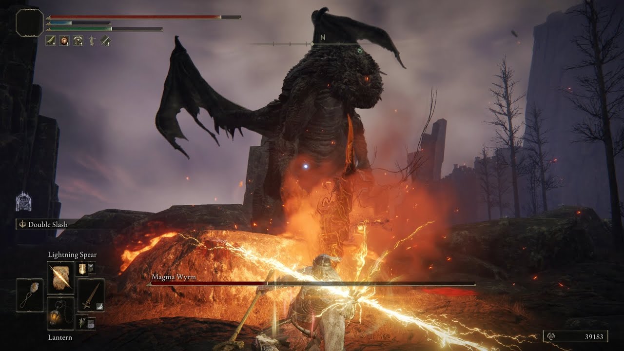 Elden Ring - Magma Wyrm vs Guardian's Swordspear - YouTube