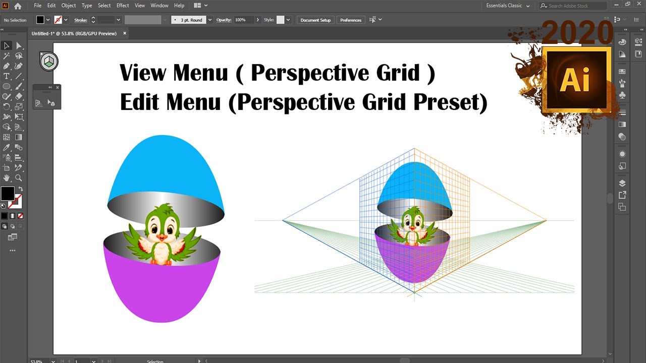 Adobe illustrator class 71 View menu perspective grid Edit menu ...