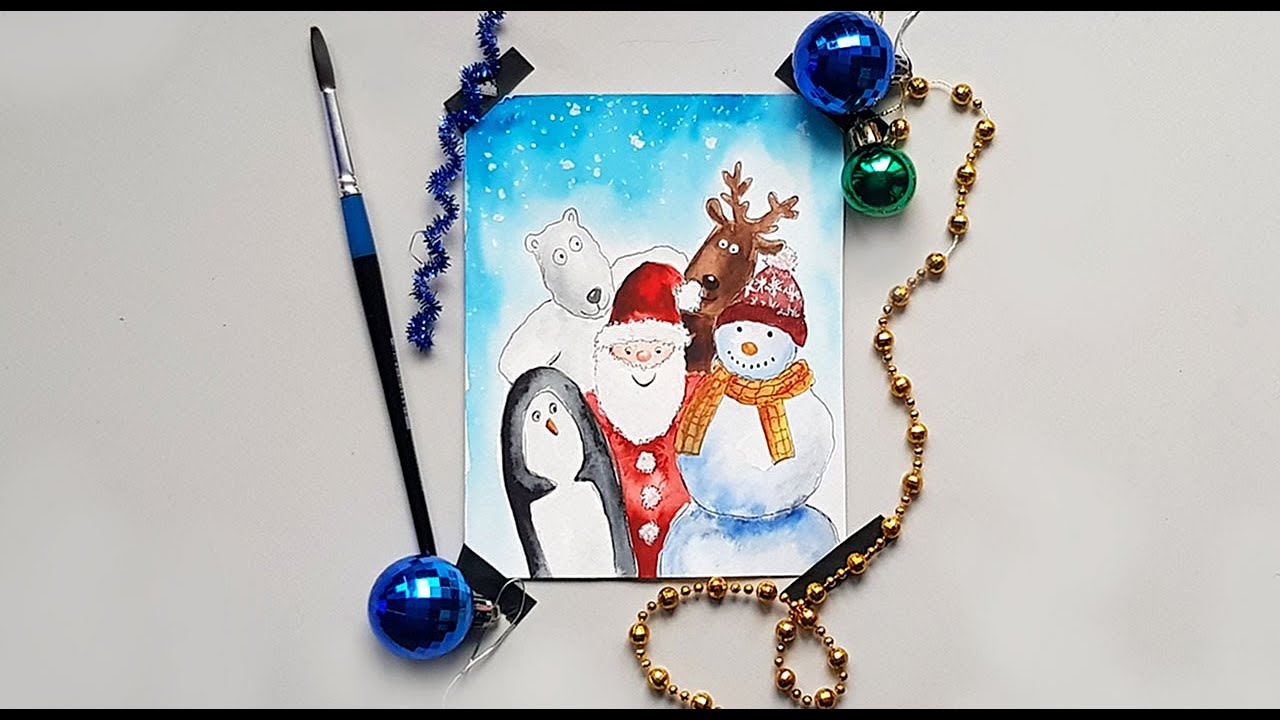 КАК НАРИСОВАТЬ НОВОГОДНИЙ РИСУНОК - YouTube