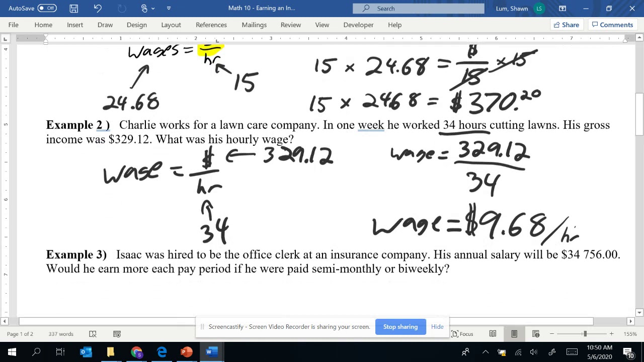 Math 10 Wages and Salaries - YouTube