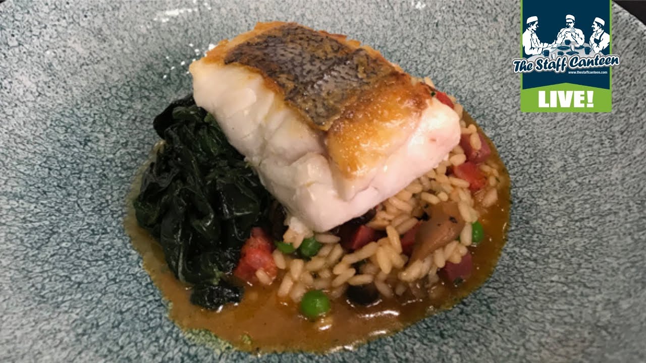 Chef Dominic Chapman cooks a hake with mushroom rice, chorizo and ...