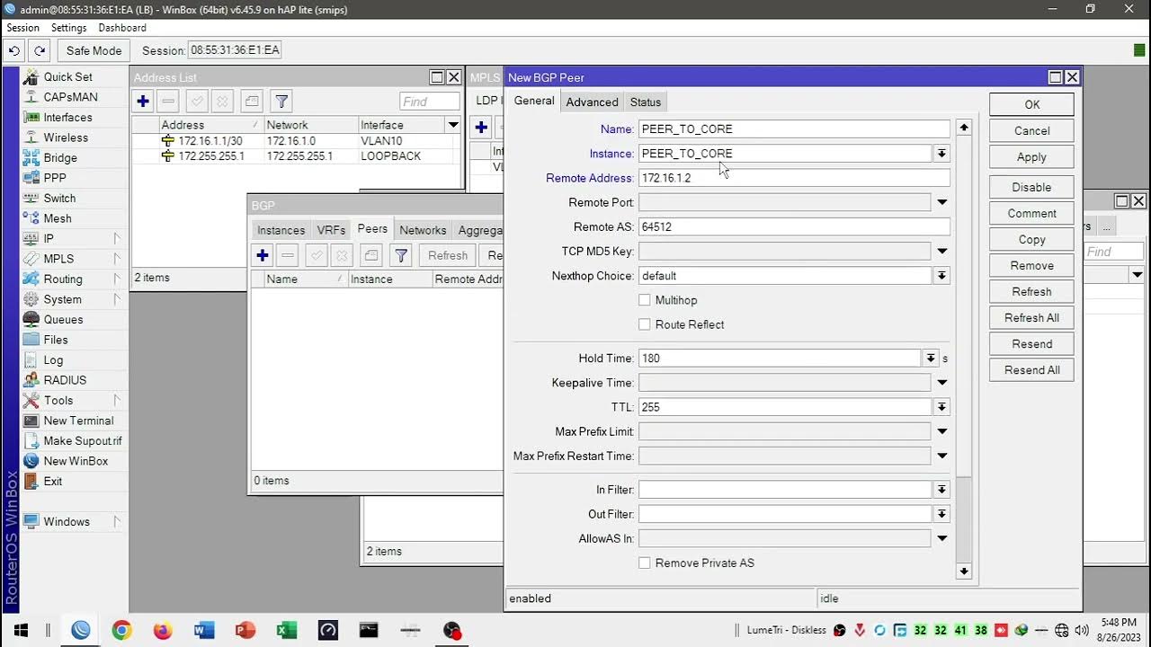 Mikrotik v6 simple OSPF/MPLS/BGP - YouTube