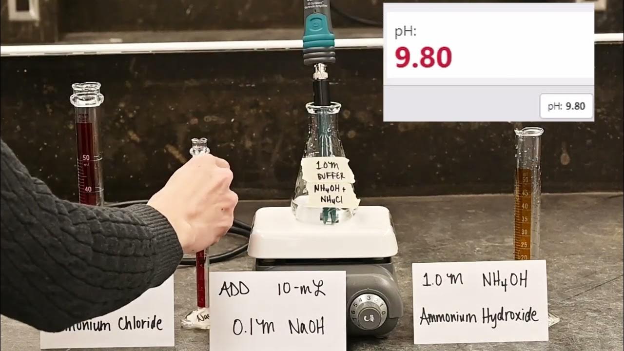 How does concentration affect pH: 1.0M NH4OH + 1.0M NH4Cl ADD 0.001mol NaOH - YouTube