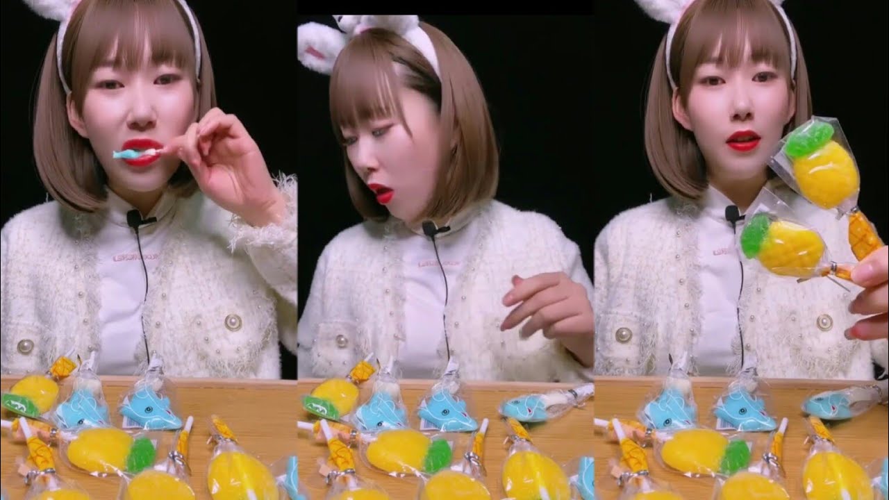 ASMR Girl Eating Soft and Colorful Foods for Relaxation - YouTube