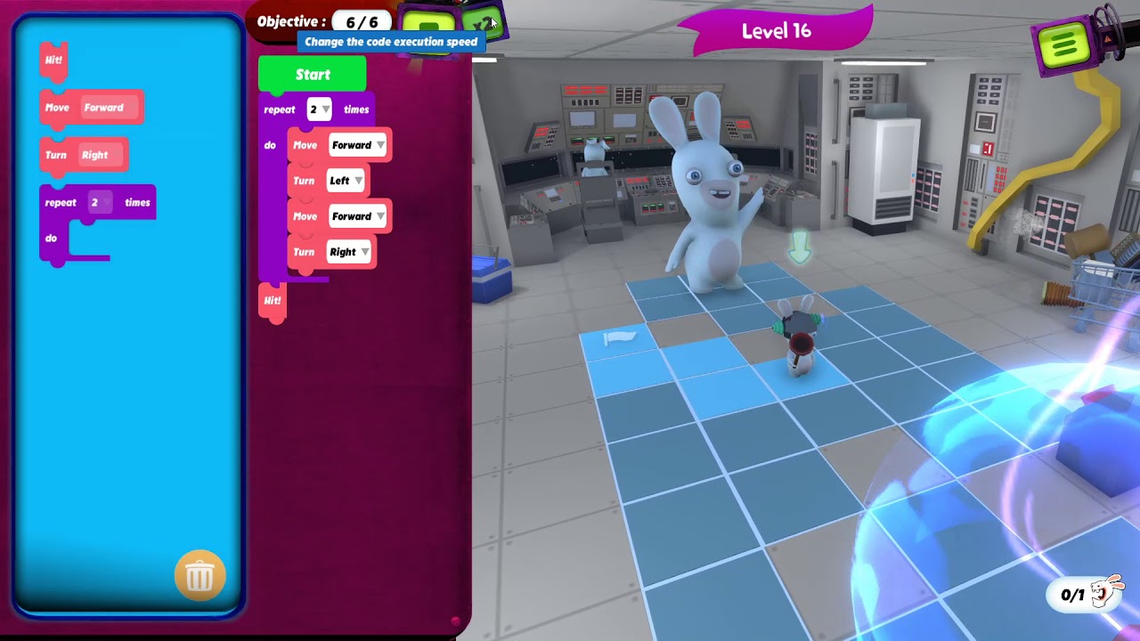 Rabbids Coding level 16 - 3 Stars - YouTube