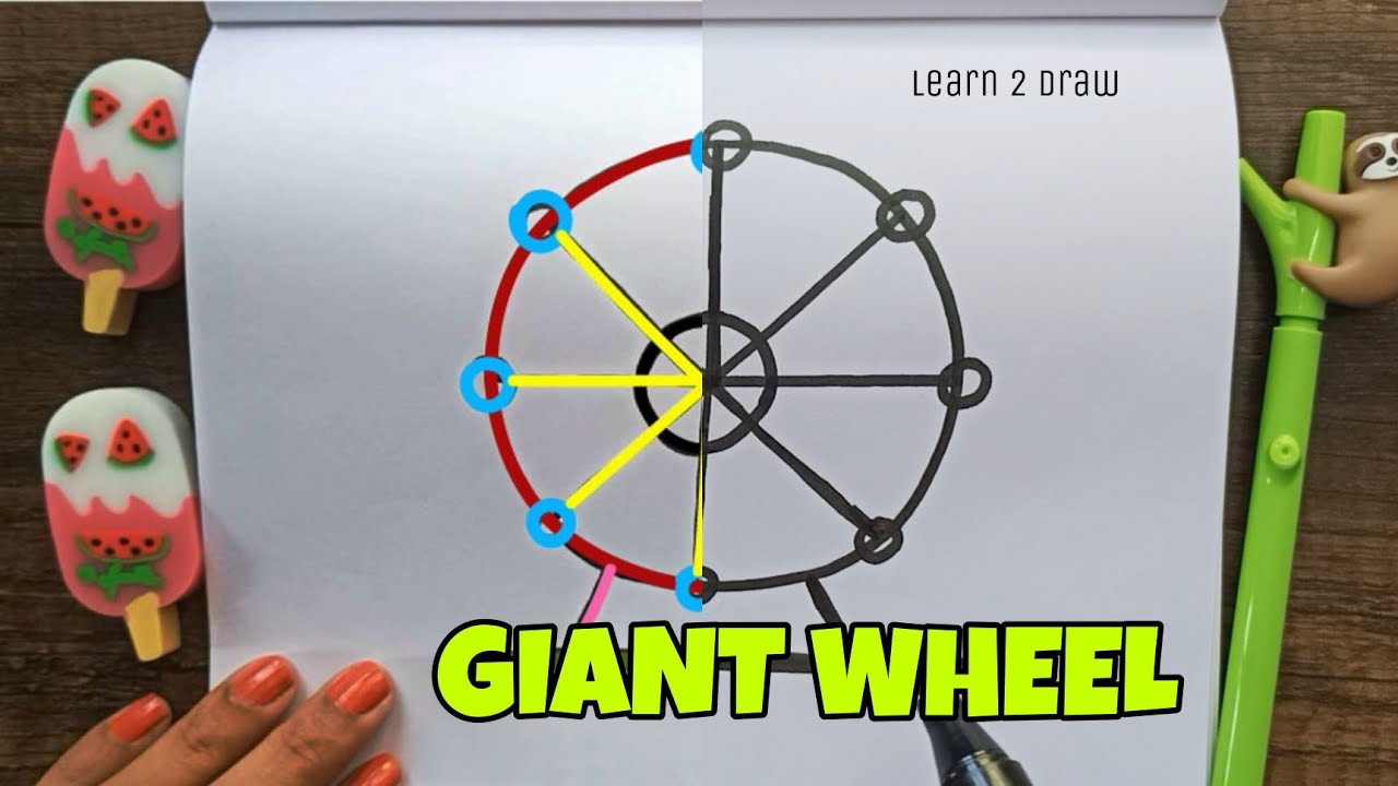 How to Draw GIANT WHEEL - Easy Drawing videos using Simple Shapes - YouTube