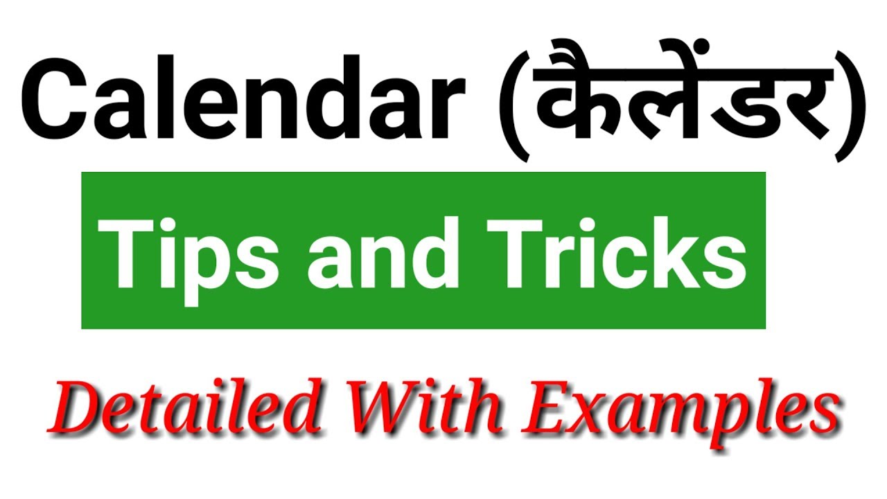 Calendar Tips and Tricks | Topic of Reasoning with concepts detailed ...