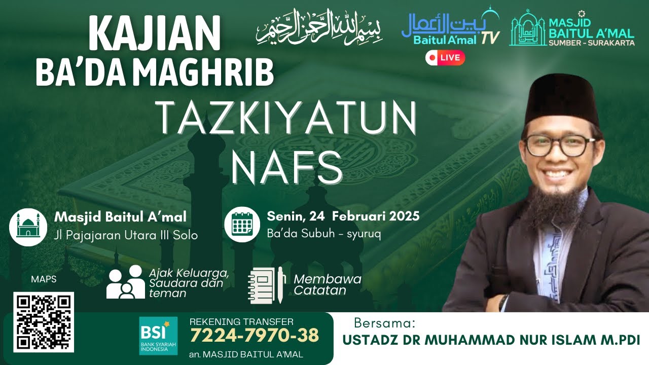 Ustadz Dr Muhammad Nur Islam M.Pdi | Tazkiyatun Nafs LIVE - YouTube