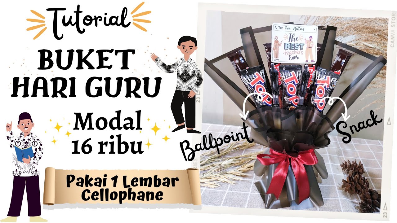 BUKET UNTUK HARI GURU MODAL 16RIBU ISI BALLPOINT DAN SNACK - YouTube