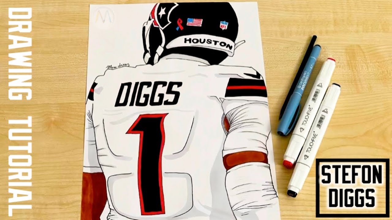 How to draw NFL player of the Houston Texans / How to draw Stefon Diggs ...
