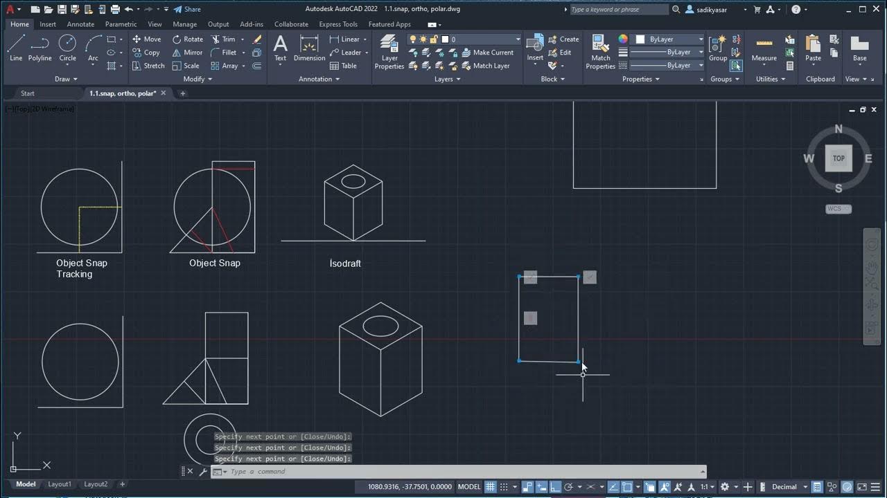 AutoCAD Dinamik input, Selection Cycling, Line Weight, Transparen,İnfer Constraints-4.bölüm-3 ...