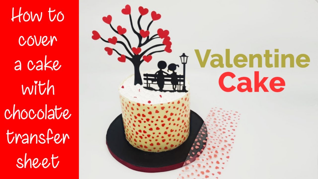 Chocolate Transfer Sheet Cake | Valentines Cake | Romantic Cake - YouTube